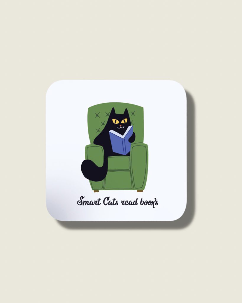 Sous-bock en bois "Smart cats read books" - Zig Zag Island